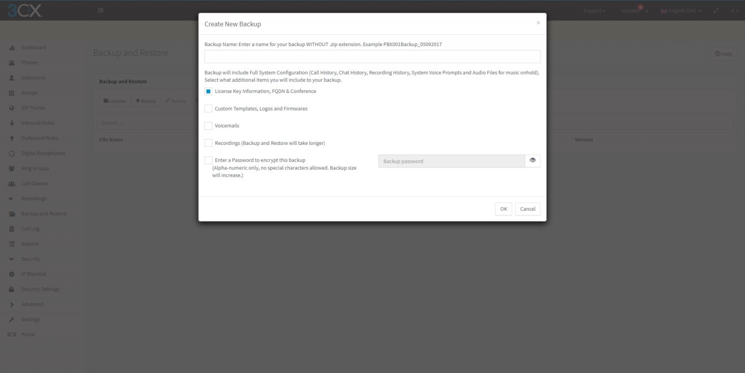 Backup and restore in 3CX - Intes