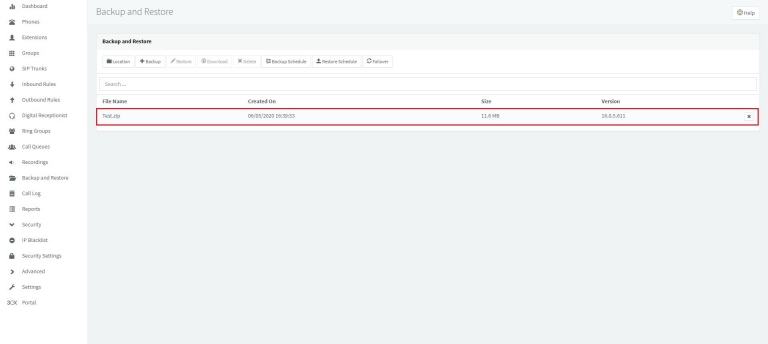 Backup and restore in 3CX - Intes